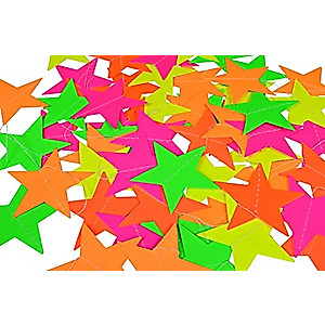 Midnight Glo Black Light Party Supply 78ft Neon Star Garland Hanging Decorations for Birthday Party Wedding Decorations Black Light Reactive UV Glow Party (6 Pack)