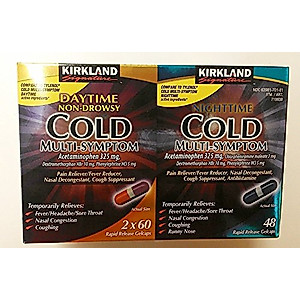 Kirkland Signature Multi-Symptom Cold Day2 X 60ct & Night 48ct Rapid Release Gelcap, 0.53 Pound