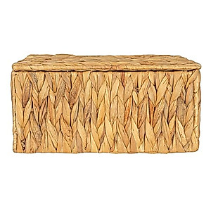 Household Essentials Rectangular Water Hyacinth Nesting Basket Set with Lid, Natural, Set of 3
