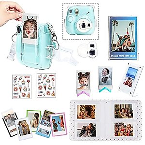 WOGOZAN Accessories for Fujifilm Instax Mini 7+ Plus Instant Camera Bundle kit Includes Mini 7+ Clear Case/Photo Album/Picture Frames/Selfie Mirror/Magnetic Frames/DIY Stickers and Other Accessories