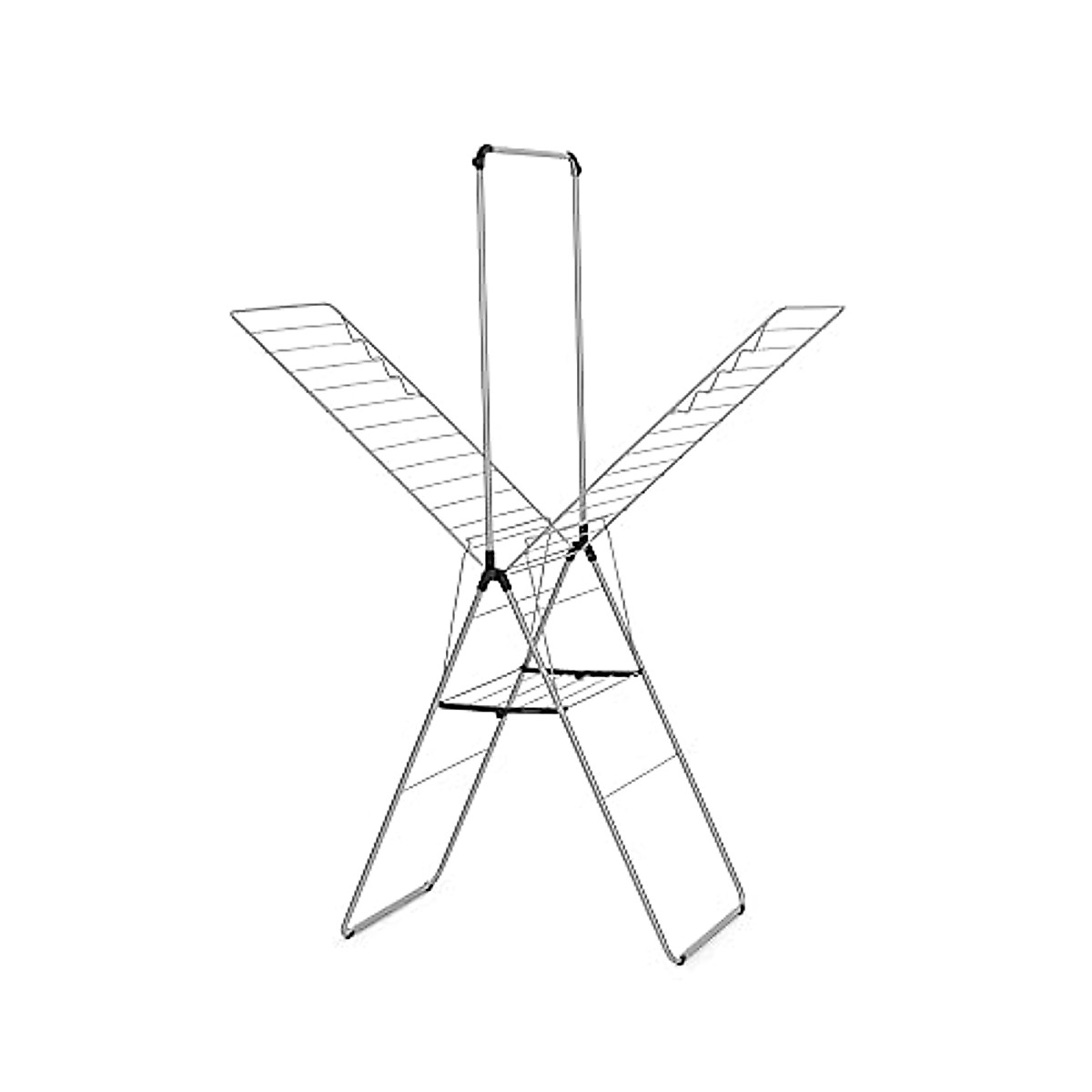 Brabantia HangOn Laundry Drying Rack with Garment Rail (82ft / Metallic Gray) Compact, Foldaway, Adjustable Indoor Stainless Steel Clothes Horse