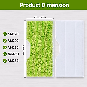 Gudotra 6 Pack Mop Pad Refills Compatible with Shark Vacmop Hardwood Floor Vacuum Mops VM252 VM251 VM200 VM200C VM190 VM252C QM250 VM250 VC205 Reusable Wet and Dry Vacmop Pads Green