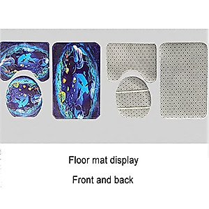 RUNYAO Happy-HAT 4 Piece Infant Shower Curtain Sets,Bathroom Sets with Rugs and Accessories,with Including Square Non-Slip Floor Mat-U-Shaped Mat-Toilet Lid Cover Mat and Shower Curtain -71"x71"