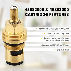 Faucet Cartridges for Grohe 45882000 45883000, 1/2″ Cold Hot Ceramic Cartridge, 2-Hole installation faucet ceramic cartridge Replacement Assembly (45882000+45883000)