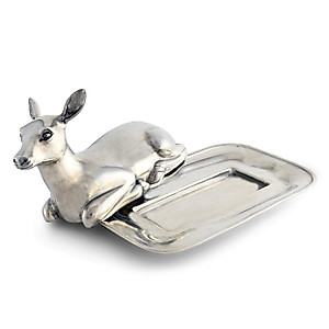 Vagabond House Pewter Doe / Deer Covered Butter Cream Cheese Dish 8 inch x 5 inch