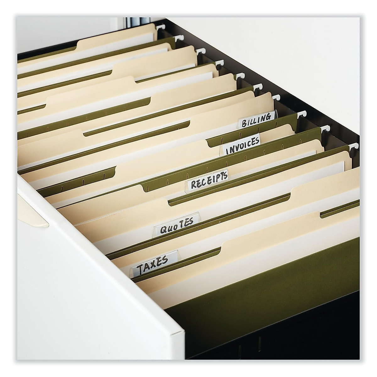 Universal UNV14153 1/5-Cut Tab Box Bottom Hanging File Folders - Legal Size, Standard Green (25/Box)