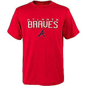 MLB Youth 8-20 Polyester Performance Primary Logo Pullover Sweatshirt Hoodie & T-Shirt 2 Pack Set (10-12, Atlanta Braves)