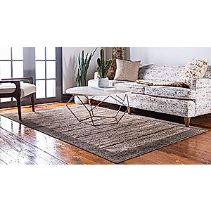 Unique Loom Outdoor Collection Transitional Indoor & Outdoor Casual Carved Tonal Border Area Rug, 6' 0" x 9' 0", Brown/Beige
