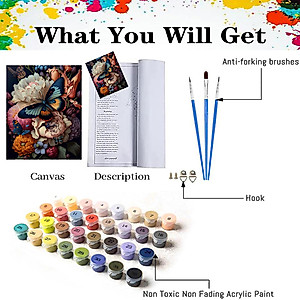 bleihum Butterfly Paint by Numbers Adult Kit -Adult Paint by Numbers Butterfly,Paint by Number Perfect for Gift Home Wall Decor(40x50cm)