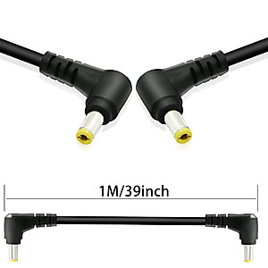 GINTOOYUN 2 PCS DC 5.5MM x 2.5MM 90 Degree Male to Male Plug Cable, 18AWG Right Angle DC5525 Power Cable Extension Cord for Strip Lihgt,CCTV,Monitors,etc(1m)