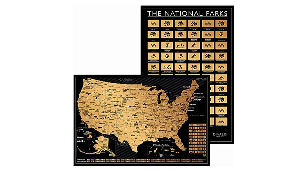 Scratch Off US Map & National Parks Gift Set