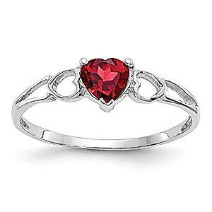 IceCarats 14K White Gold Red Garnet Heart Love Ring January Birthstone Jewelry Size 6