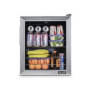 NewAir Mini Fridge Beverage Refrigerator and Cooler, Free Standing Glass Door Refrigerator Holds Up To 60 Cans, Cools to 37 Degrees Perfect Beverage Organizer For Beer, Wine, Soda, and Pop