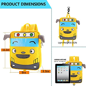 willikiva Little Cute Bus Mini Toddler Travel School Backpack for Kids Boys Girls to Preschool Waterproof Children with Safety Harness Leash Chest Strap Bag(Yellow)