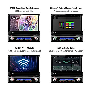 XTRONS Single Din Car Stereo Android 10 Car Radio DVD Player 7 Inch Touch Screen GPS Navigation 1 Din Qualcomm Bluetooth Head Unit Support Car Auto Play Android Auto Backup Camera DVR OBD2 TPMS