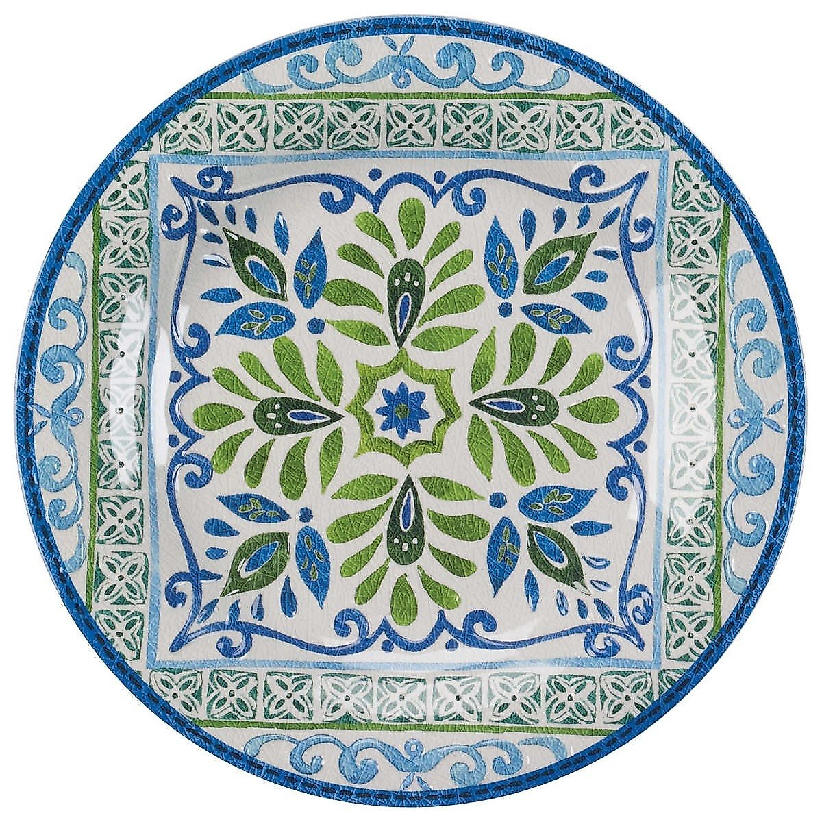 Melamine 12 Piece Dinnerware Set (Blue & Green) - Suitable Indoors and Outdoors