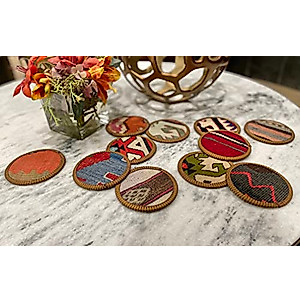 Kilim Fabric Coaster Set 6 Pieces, Authentic Turkish Kilim, Unique Fabric, Handmade, Each Set Unique/No Set Same