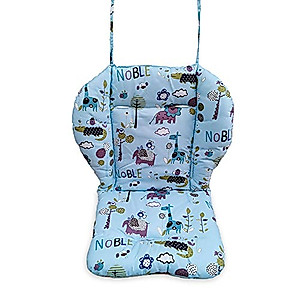 Kocpudu High Chair Cushion, Baby High Chair Cushion, Pad for High Chair, Soft and Comfortable, Lightweight and Breathable,Making The Baby More Comfortable (Jungle Animal Pattern on Blue Background)