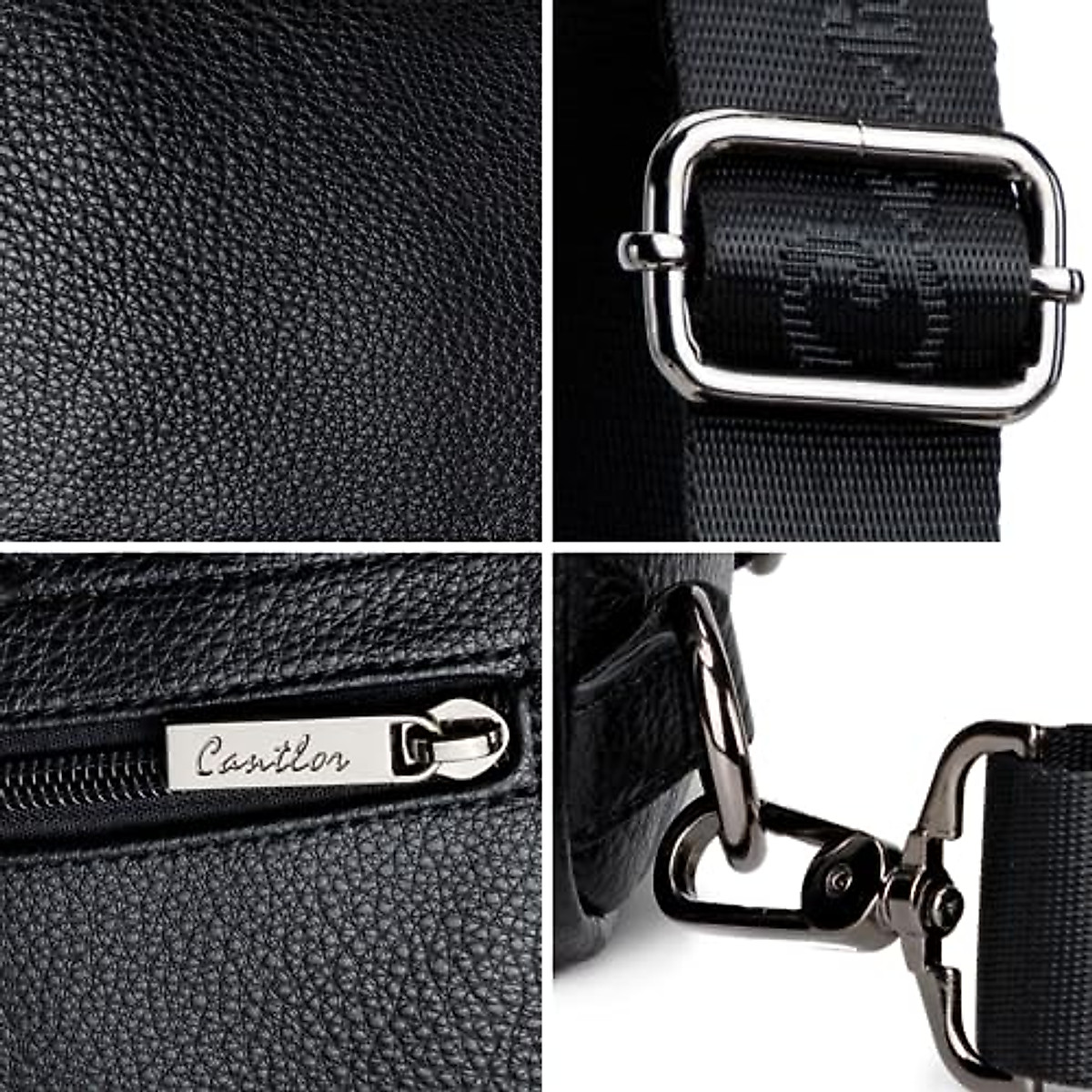 CANTLOR Small Leather Sling Bag Backpack for Men Crossbody Bag Fanny Pack Casual Hiking Travel Daypack