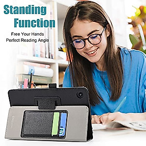 DMLuna Case for TCL Tab 8 LE 8" Tablet (Model: 9137W) 2023 Release, (Not Fit TCL Tab 8 Model: 9038S), Folio Premium PU Leather Stand Cover with Hand Strap/Card Slot, Black