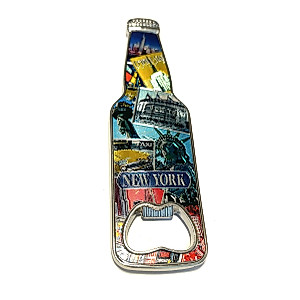 Sureg States Souvenir Bottle Opener Magnet Retro Bottle Shaped Collectible Design (New York Design), Multicolor