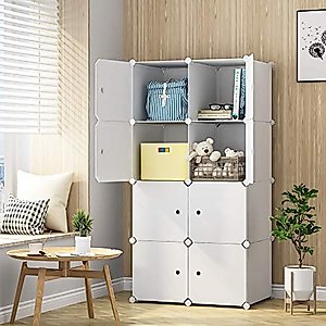 KOUSI Large Cube Storage - 14"x18" Depth Cube (8 Cubes) Cube Organizer Cube Storage Shelves Cubby Organizing Closet Storage Organizer Cabinet Shelving Bookshelf Toy Organizer, White