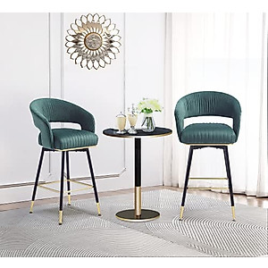 FERFALDER Luxury Bar Stools Swivel Bar Stools with Back and Cushion 40" Bar Height Stools Counter Stools, Green
