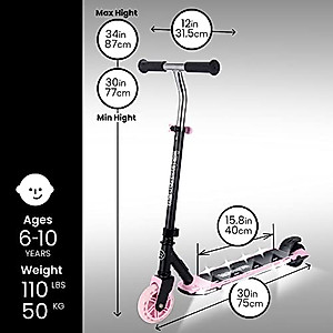 Aero iSporter Electric Scooter for Kids Ages 6-12, with Kick-Start and Gravity Sensor, Kids Electric Scooter with LED Lights, 2 Speeds, 110lbs Max and Height Adjustable …