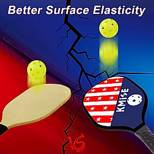 Kmise Pickleball Paddles, Pickleball Paddles Set of 4, 6 Indoor Outdoor Balls and Bag, 9-ply Premium Wood Pickleball Racquet with Ergonomic Cushion Grip Wooden Pickleball Paddles Gifts for Men Women