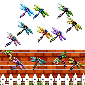 8Pcs Metal Dragonfly Insect Wall Decor - Wall Sculpture Hanging Dragonfly Metal Wall Art Garden Decor for Porch Yard, Living Room - Indoor Outdoor Gift Wall Sculptures Art