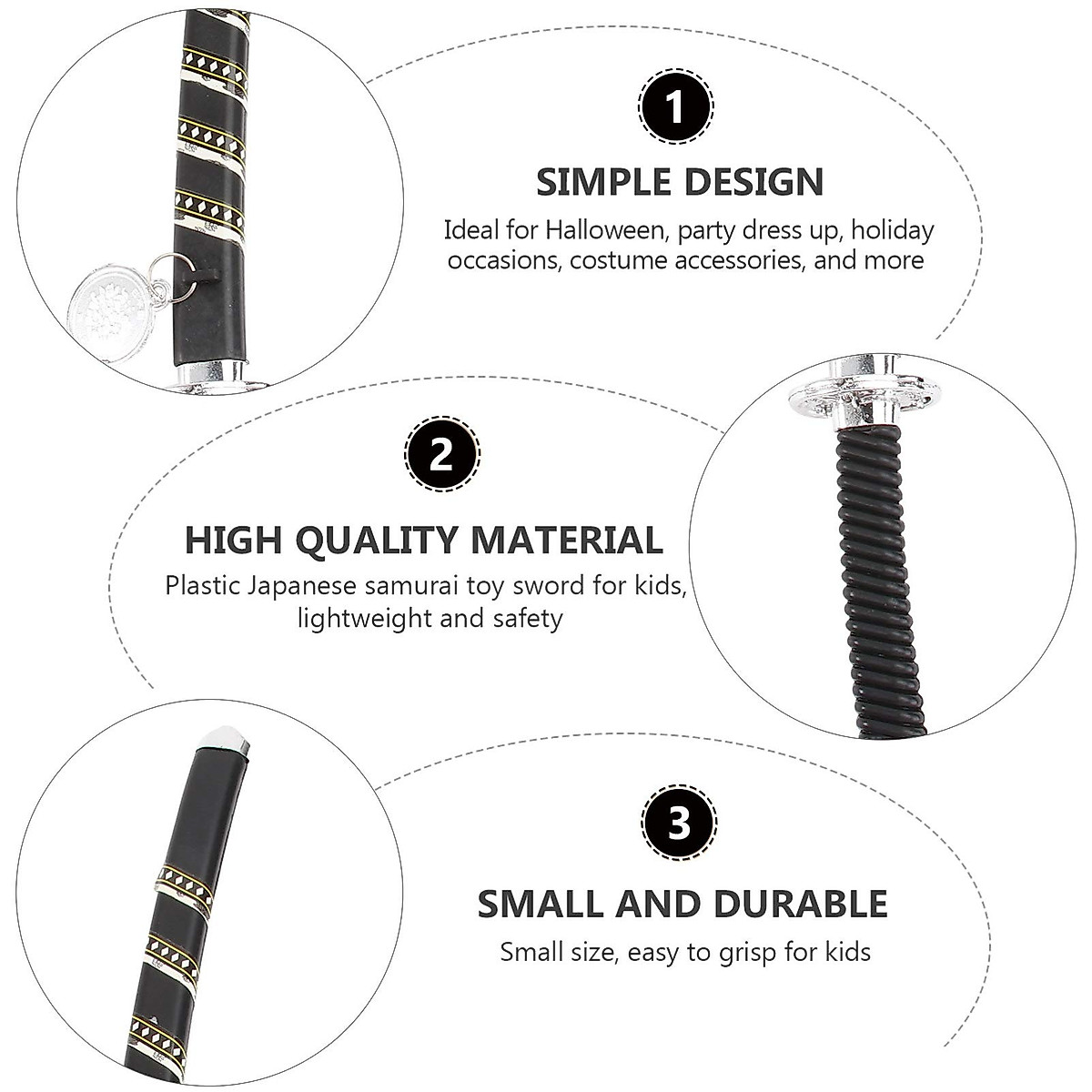 Amosfun Sword Katana Slayer Samurai-1 Pc Plastic Lightweight Japanese Samurai Toy Sword Childrens Toy Props Black Samurai Sword for Halloween Dress Up (Small Size)