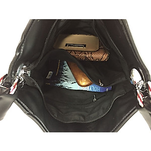 Zzfab Women Sparkle Gem Chevron Large Rhinestone Hobo Bag with Shoulder Strap Black