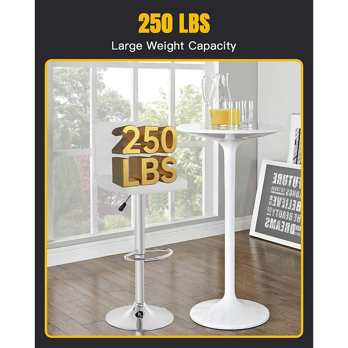 BestOffice Counter Height Bar Stool Set of 2 Barstools Modern Swivel Bar Stool Hydraulic Home Kitchen Stools Height Adjustable PU Leather Bar Chairs Dining Room Chairs