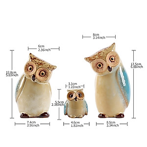 3pcs Ceramic Owl Statue, Owl Family Porcelain Figurine, Garden Animals Ornaments, Figurine Crafts Animals Statue Abstract Sculpture for Home Decor, Event