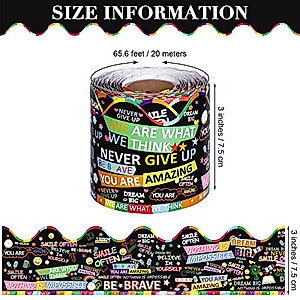 durony 65.6 Feet Inspirational Quota Bulletin Board Boarder Scalloped Border Trims for Back to School Decoration