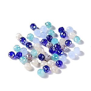 St.Kunkka Crystal Glass Beads for Jewelry Making, 1000pcs 4mm Mixed Color Faceted Rondelle Crystal Beads Austria Round Shape Loose Spacer Beads for DIY Women Bracelet Necklace (Blue Series)