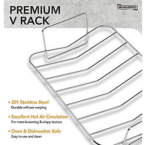 MICHELANGELO Roasting Pan with Rack, Carbon Steel Turkey Roasting Pan for Oven and Induction, Nonstick Turkey Roaster Pan with Stainless Steel Rack, 15 Inch x 11 Inch