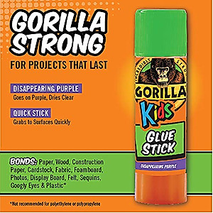 Gorilla Kids Disappearing Purple Glue Sticks, Six 6 Gram Sticks, (Pack of 1)