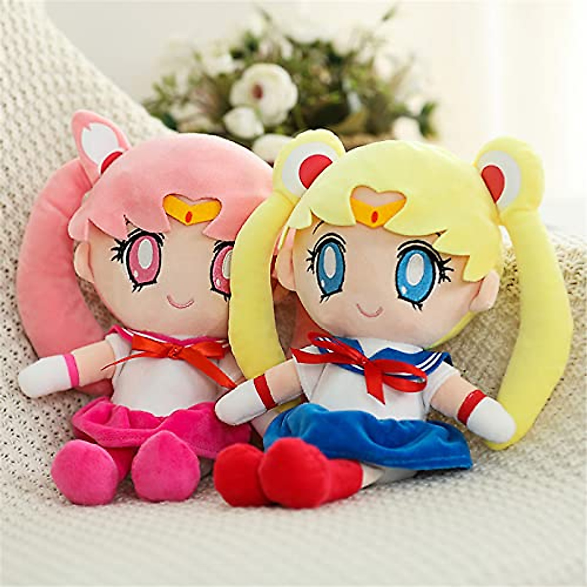 LINKOM Plush Doll Cute Cartoon Figure Plushie Stuffed Toy Soft Cushion Pillow Gift Collection Decoration for Fans Kids Girls (25cm/9.84inch, Pink)