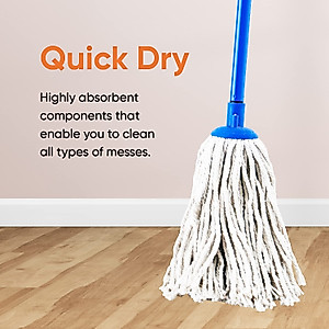 Superio String Mop Replacement, Cotton Mop Head, Refill for Cotton String Mop for Hardwood Floor Cleaning Self Wringing Mop for Home, Kitchen, Bath Heavy Duty Mop Commercial/Industrial, 10” Strings