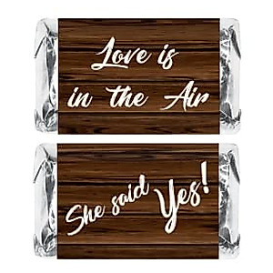 60 Rustic Theme Miniatures Candy Bar Wrapper, For Bachelorette, Bridal Shower Mini Candy Bar Stickers, Engagement Party Decorations, Candy Not Included. Made in USA