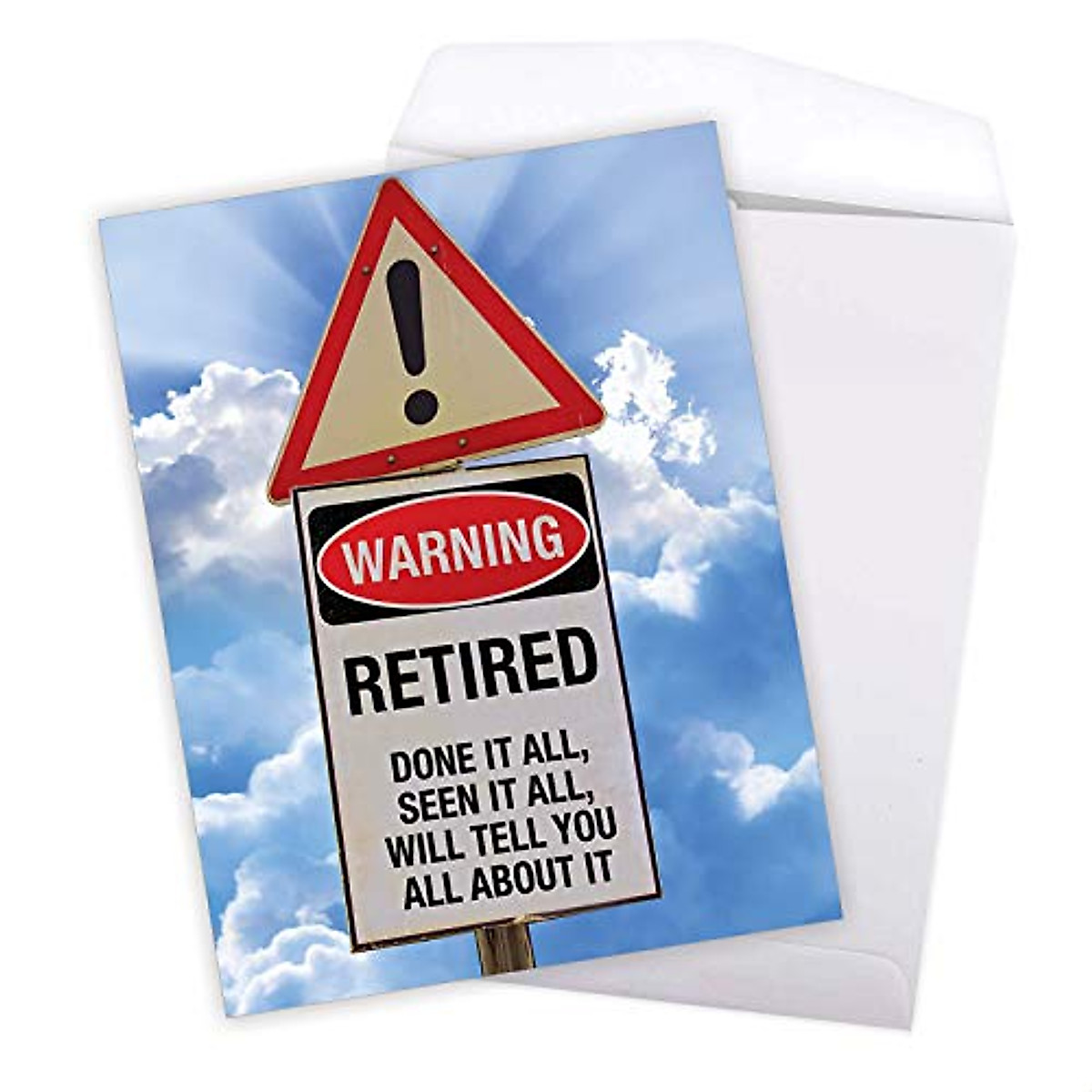 NobleWorks, Retired Warning Sign - Big Funny Group Retirement Card (8.5 x 11 Inch) J3221RTG-US