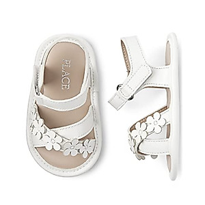 The Children's Place Baby Girls Newborn Flat Sandals, White, 6-12 Infant