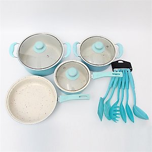 13 Piece Non Stick Pots and Pans Set with Lids, Kitchen Kitchenware Cooking Pots & Pans Kits, Complete Cookware Set for Kitchen,Dishwasher/Oven Safe, Non Toxic,Blue