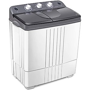FUTADA Washing Machine, Twin Tub Washer, 20Lbs Capacity Washer & Spinner, Durable Design Energy Saving, w/Inlet and Drain Hose, Compact Laundry Machines for Apartment, Home, Dorm Gray