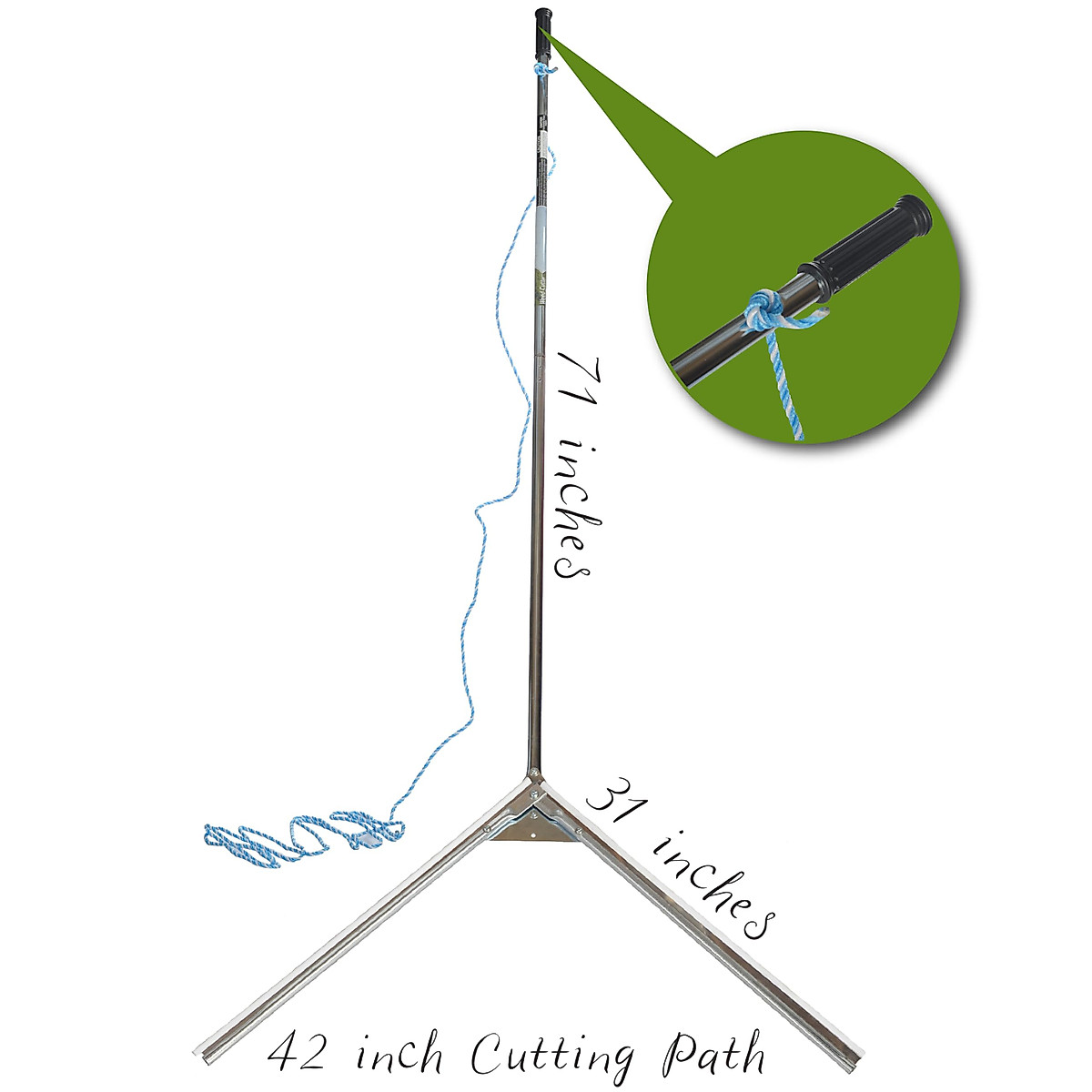 Crystal Blue Pond & Lake Weed Cutter - 42 inch Wide Cutting Path, Includes 20 Foot Rope, Blade Sharpener & Safety Gloves - Remove Common Pond Weeds, Chara, Lilly Pads, Small Leaf & More