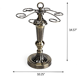 DreamiDeco Antique Countertop Stemware Holder and Wine Glass Drying Rack for Home and Bar, Each Holds 6 glasses (Brass, 2 Packs)