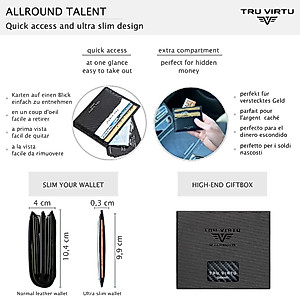 Tru Virtu® Ultra Slim Wallet Carbon Card Case I Credit Card Case I Card Case RFID NFC Protection I Genuine Italian Leather Card Case I Card Storage I Slim Wallet I Card Holder