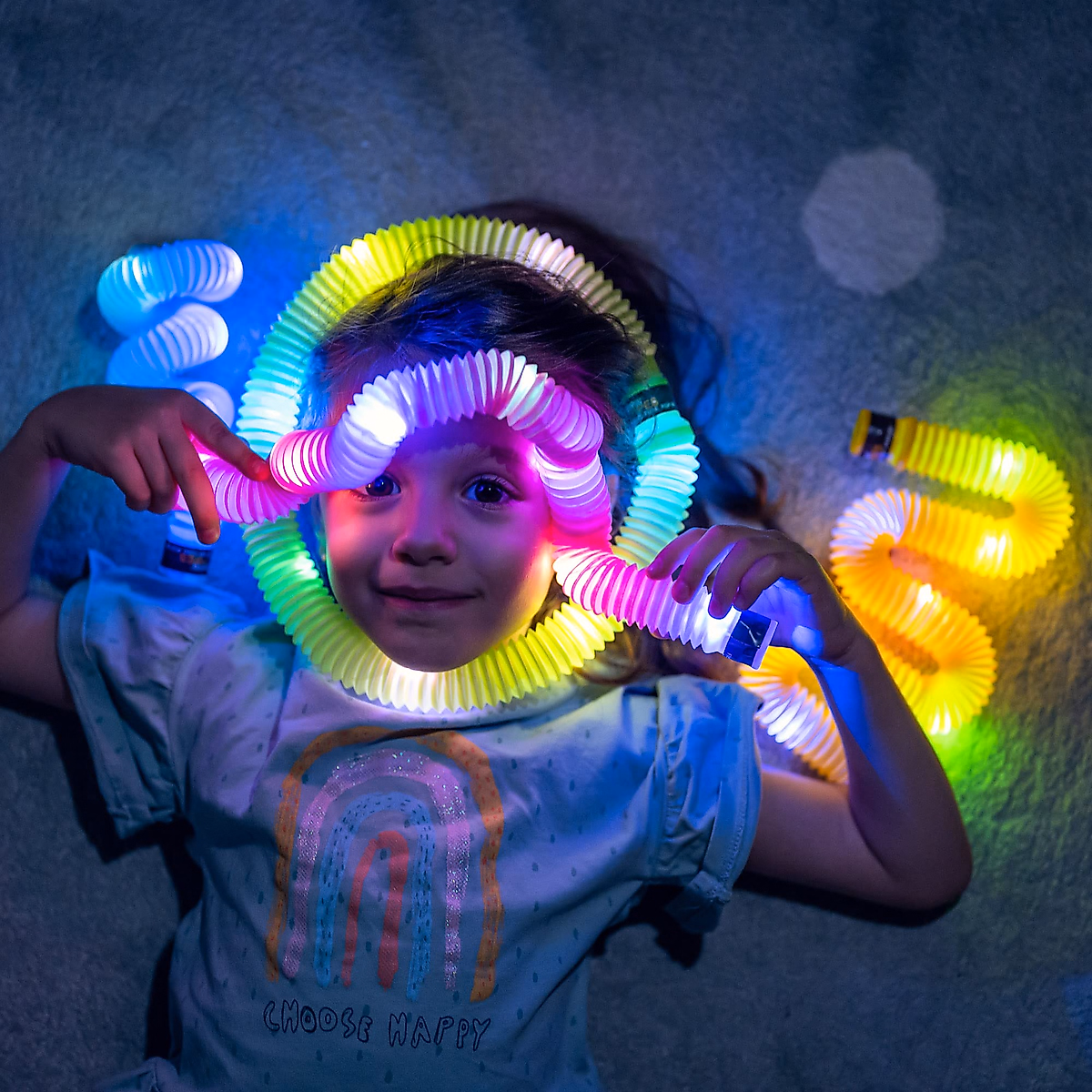 nutty toys Light Up Pop Tubes Sensory Toys - Glow Sticks for Kids, Fine Motor Skills Toddler Toy, Top ADHD & Autism Fidget 2024 Best Preschool Gifts Idea, Unique Boy & Girl Easter Basket Stuffers