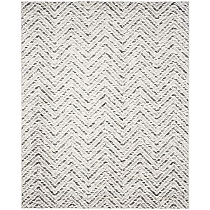 SAFAVIEH Adirondack Collection 8' x 10' Ivory/Charcoal ADR104N Chevron Non-Shedding Living Room Bedroom Dining Home Office Area Rug
